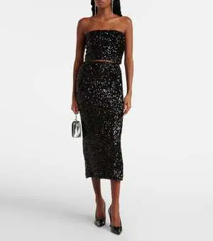 ROTATE BY BIRGER CHRISTENSEN Sequined Midi Skirt