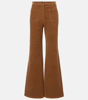 NILI LOTAN Florence High-rise Corduroy Flared Pants - Brown