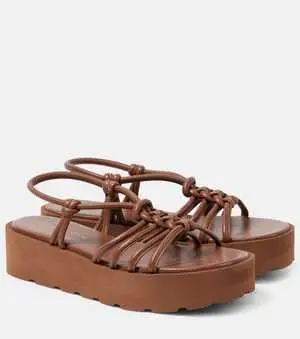 GIANVITO ROSSI Hebe Leather Platform Sandals - Brown