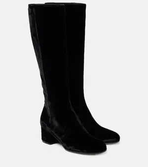 GIANVITO ROSSI Joelle 45 Velvet Knee-high Boots - Black