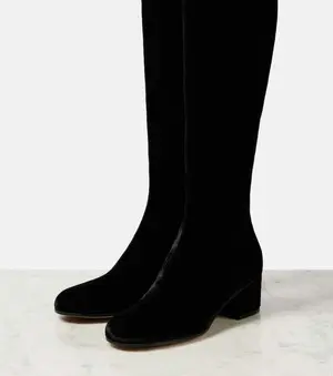 GIANVITO ROSSI Joelle 45 Velvet Knee-high Boots - Black
