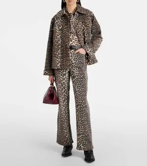 GANNI Leopard-print Halterneck Top - Brown