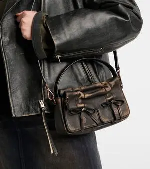 Acne Studios Micro Bow-detail Leather Shoulder Bag