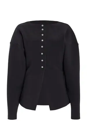 BIRROT Bonded Crepe Cardigan - Black
