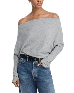 SIX FIFTY Boatneck Long Sleeve Top - Heather Grey