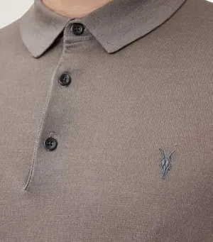 ALLSAINTS Merino Wool Mode Polo Shirt - Brown