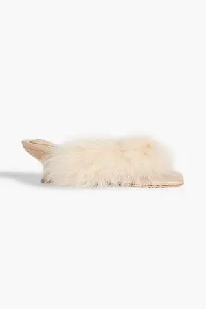 Sleeper Feather-embellished Leather Mules