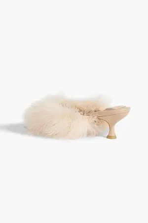 Sleeper Feather-embellished Leather Mules