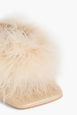 Sleeper Feather-embellished Leather Mules