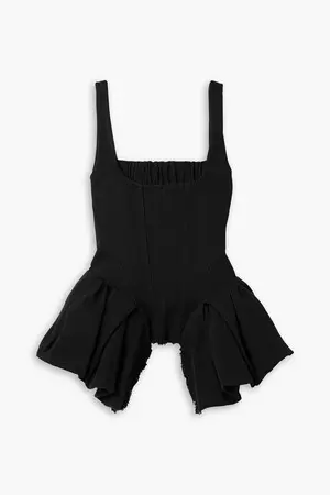 MARQUES' ALMEIDA Ruffled Denim Peplum Top