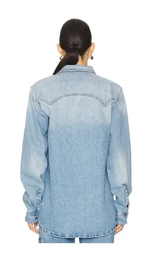 UNDERSTATED LEATHER Horsey Denim Shirt - Light Blue