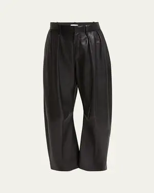 Loewe Loewe Barrel-Shaped Pleated Trousers - Black