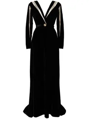 SAIID KOBEISY Velvet Long Dress - Black
