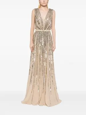 SAIID KOBEISY Sequin Long Dress - Neutrals