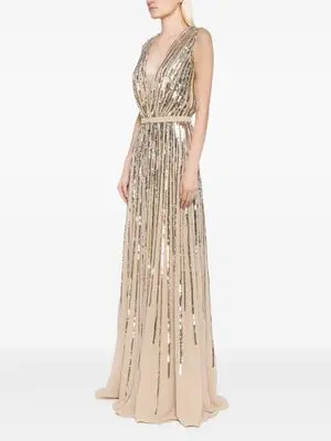 SAIID KOBEISY Sequin Long Dress - Neutrals