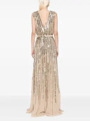 SAIID KOBEISY Sequin Long Dress - Neutrals