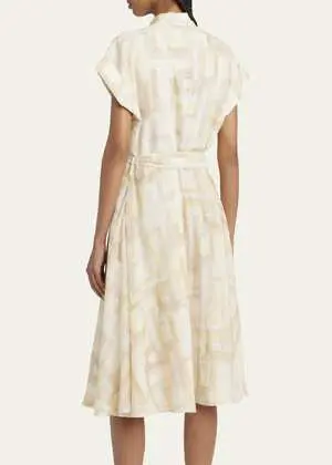 Kiton Abstract Printed Belted Dress