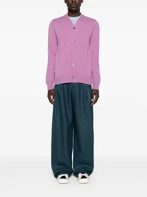 Play Comme Des Garcon V-neck Wool Cardigan - Purple
