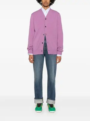 Play Comme Des Garcon V-neck Wool Cardigan - Purple