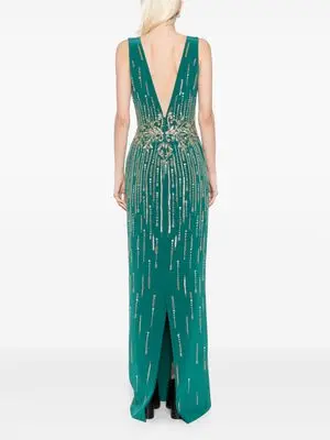 SAIID KOBEISY Crepe Beaded Gown