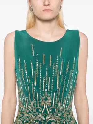 SAIID KOBEISY Crepe Beaded Gown