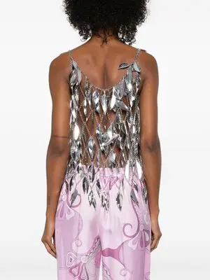 Rabanne Chainmail Top With Leaf Appliqu