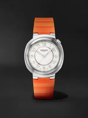 Hermès Cut Automatic 36mm Stainless Steel And Rubber Strap Watch - Orange