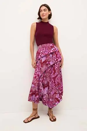 MARIE OLIVER Tilda Floral Handkerchief Hem Midi Skirt