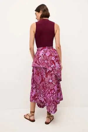 MARIE OLIVER Tilda Floral Handkerchief Hem Midi Skirt