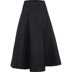 THEO THE LABEL Cleo Jacquard Fluted Midi Skirt