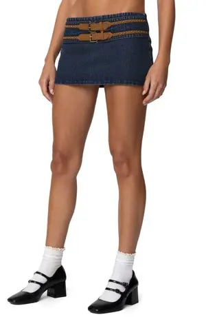 EDIKTED Skye Denim Miniskirt