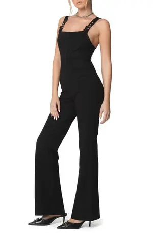 EDIKTED Bianka Buckle Strap Flare Jumpsuit