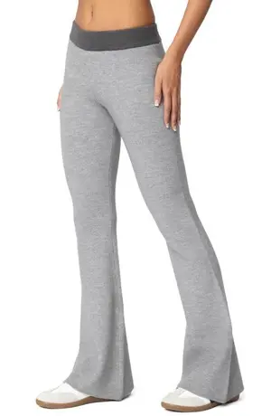 EDIKTED Lei Contrast Trim Knit Flare Pants
