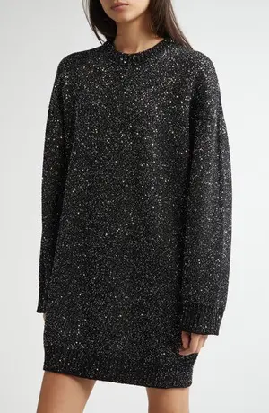 GOLDEN GOOSE Sequin Wool Blend Oversized Sweater Dress