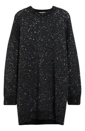 GOLDEN GOOSE Sequin Wool Blend Oversized Sweater Dress