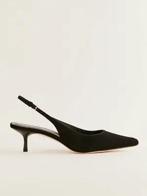 REFORMATION Wrenley Heeled Slingback - Black Suede
