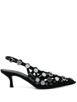 Attico 50mm Grid Slingback Pumps - Black