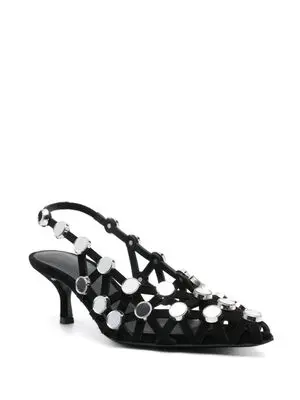 Attico 50mm Grid Slingback Pumps - Black