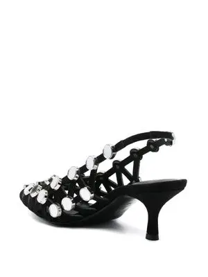 Attico 50mm Grid Slingback Pumps - Black
