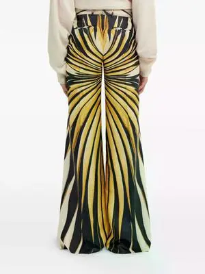 Roberto Cavalli Ray Of Gold Print Silk Palazzo Pants