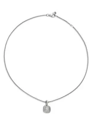 David Yurman Sterling Petite Albion Diamond Pendant Necklace - Silver