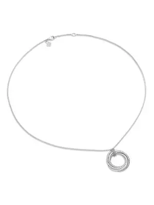 David Yurman Sterling Diamond Crossover Pendant Necklace - Silver