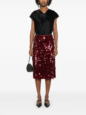 Vince Paillette Bias Midi Skirt - Red