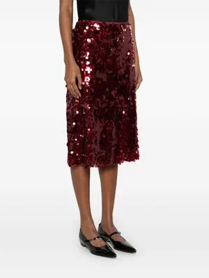 Vince Paillette Bias Midi Skirt - Red