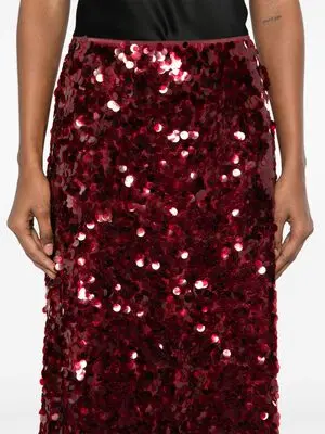 Vince Paillette Bias Midi Skirt - Red