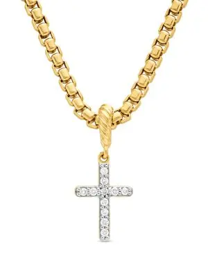 David Yurman 18kt Yellow Cable Collectibles Cross Diamond Amulet - Gold