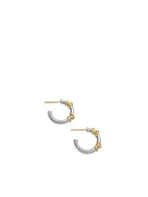 David Yurman 18k Yellow Gold And Sterling Petite Helena Wrap Diamond Hoop Earrings - Silver