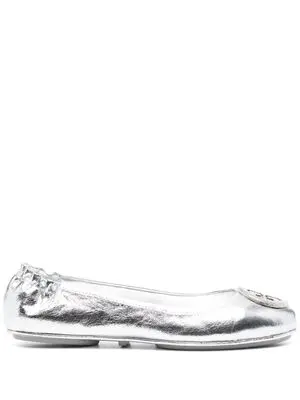 Tory Burch Minnie Travel Ballet Flats - Silver