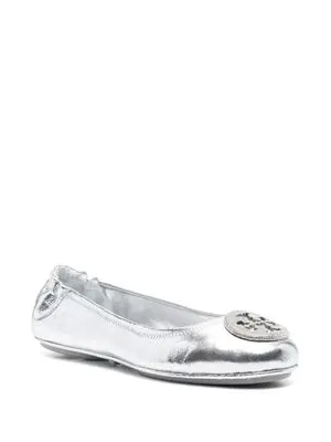 Tory Burch Minnie Travel Ballet Flats - Silver