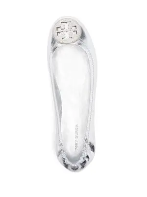 Tory Burch Minnie Travel Ballet Flats - Silver